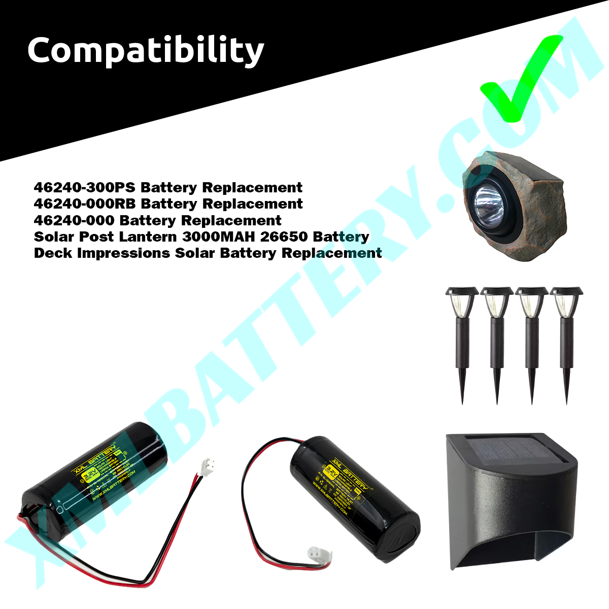 3.2v 3000mAh 46240-000 Deck Impressions Solar Battery for Post Lantern ...