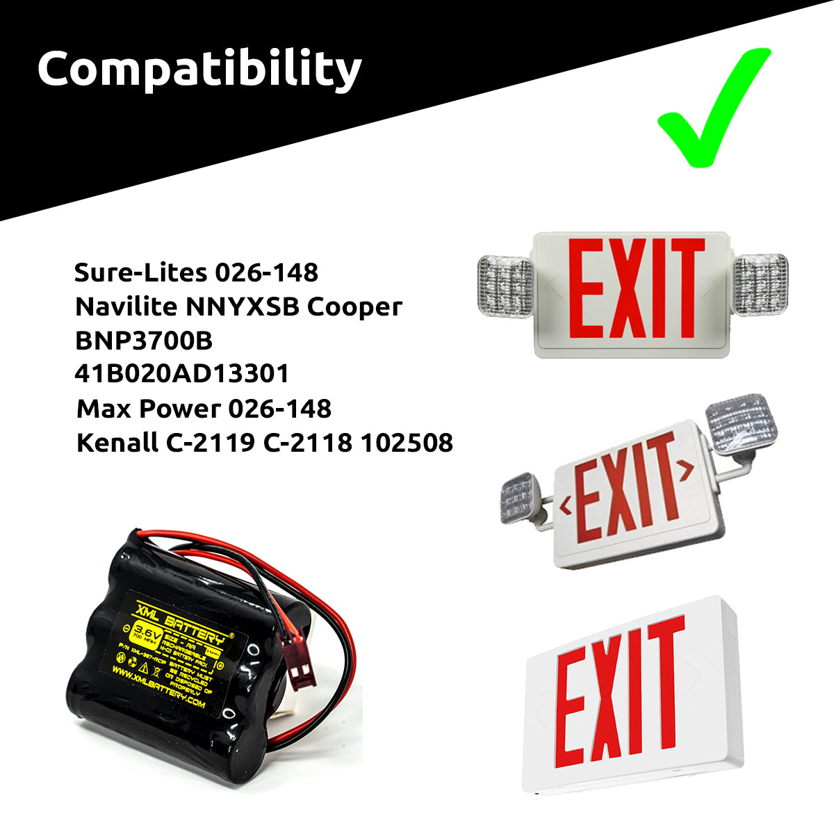 3.6v 700mAh Ni-CD Rechargeable Battery Pack Replacement for Exit Sign ...
